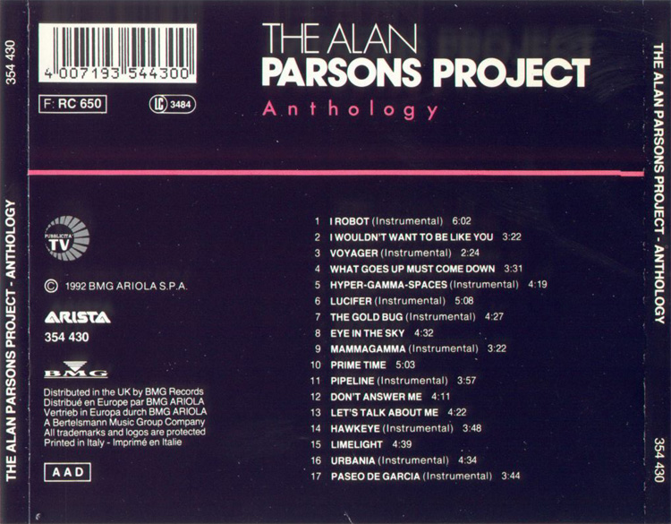 The Alan Parsons Project Anthology : Back | CD Covers | Cover Century ...